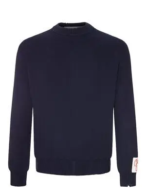GOLDEN GOOSE Crewneck Cotton Sweater With Distressed Effect - Blue