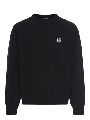 Loewe Anagram Embroidered Wool Sweater - Black