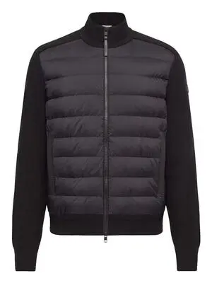 Moncler Wool And Cashmere Blend Padded Zip-up Cardigan - Black