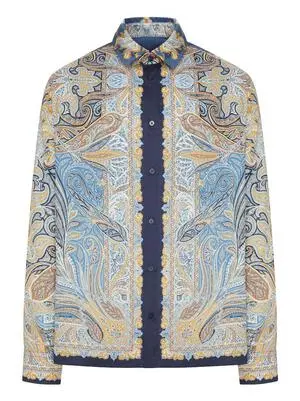 Etro Printed Cotton Shirt With Paisley Pattern - Blue