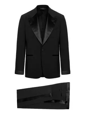 TOM FORD Single-breasted Tuxedo With Silk Inserts - Black