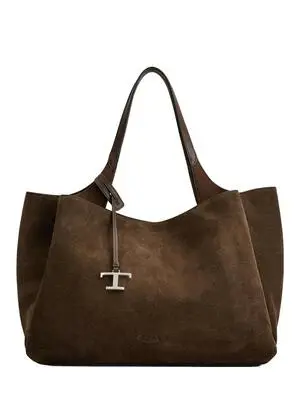 TOD'S Chocolate Suede Tote Bag - Brown