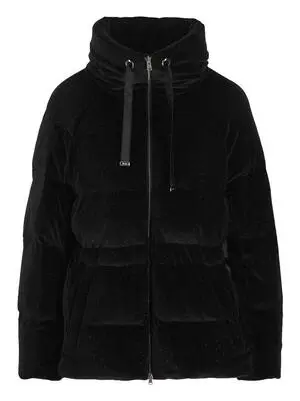Herno Velvet Padded Funnel Neck Zip-up Jacket - Black
