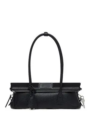 MAISON MARGIELA Leather Shoulder Bag With Zip Top - Black
