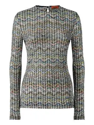 Missoni Zigzag Knit Long Sleeve Jumper - Blue