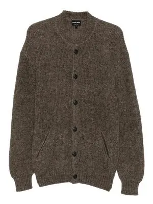 Giorgio Armani Cardigan With Ribbed Trim - Brown