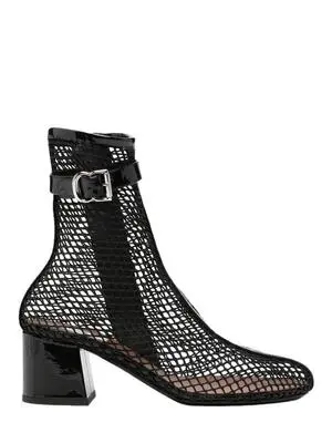 Alaïa Mesh Paneled Buckled Block Heel Ankle Boots - Black