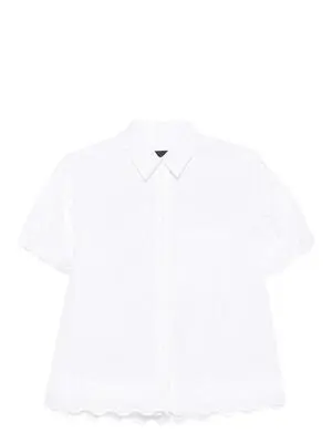 Simone Rocha Cotton Scalloped Hem Shirt - White