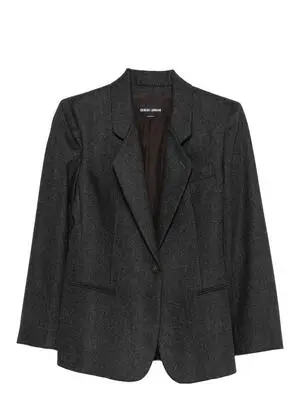 Giorgio Armani Grey Wool Blend Blazer - Gray