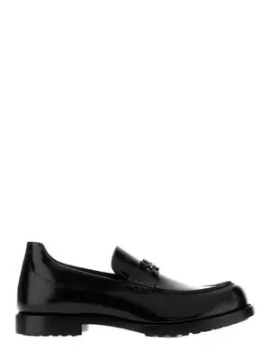 Balenciaga Leather Logo Plaque Loafers - Black