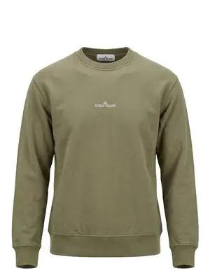 Stone Island Crew Neck Sweatshirt With Logo And Compass Motif - Green