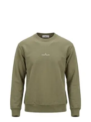 Stone Island Crew Neck Sweatshirt With Logo And Compass Motif - Green