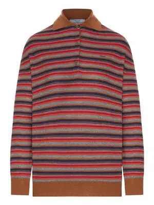 Prada Striped Cashmere Polo Shirt - Multicolor