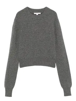 Malo MALO Grey Cashmere Cropped Ribbed Knit Jumper Gray