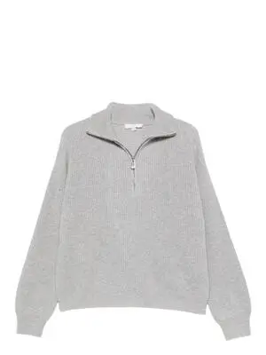 Malo Grey Cashmere Half-zip Ribbed Knit Jumper - Gray