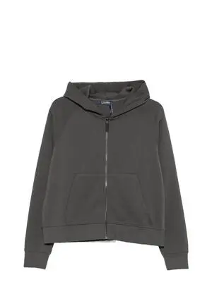 Max Mara Hooded Zip-up Hoodie With Embroidered Logo - Gray