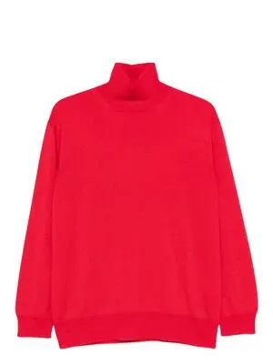 Malo Cashmere High Neck Long Sleeve Jumper - Red