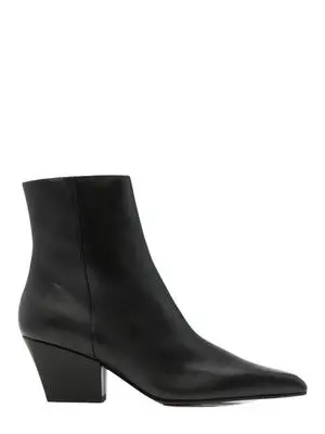 Paris Texas Leather Pointed Toe Zip Up Ankle Boots - Black