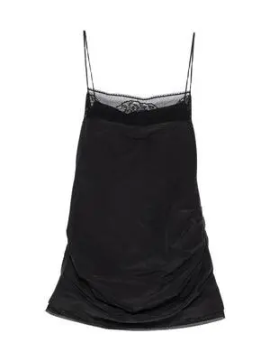 Magda Butrym Silk Lace Trimmed Gathered Dress - Black