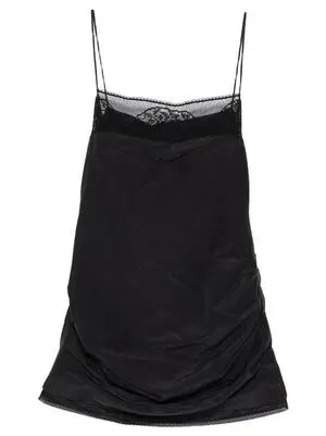 Magda Butrym Silk Lace Trimmed Gathered Dress - Black