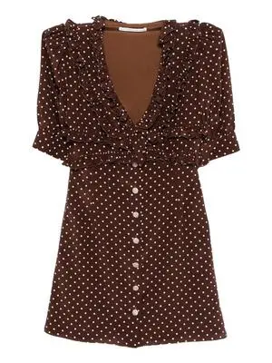 ALESSANDRA RICH Alessandra Rich Polka Dot V-Neck Ruffled Dress