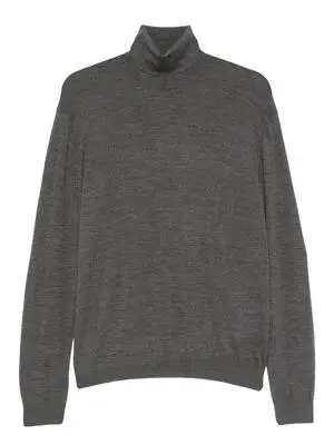 MALO MALO Grey Virgin Wool Roll Neck Sweater