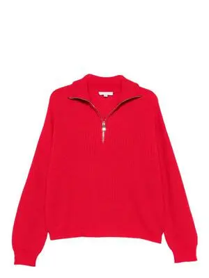 Malo Cashmere High Neck Half-zip Jumper - Red