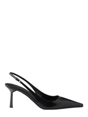 Prada Smooth Calf Leather Slingback Stiletto Heel Shoes - Black