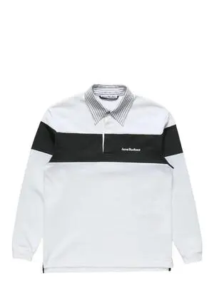 Acne Studios Sweatshirt With Embroidered Logo And Striped Collar - White
