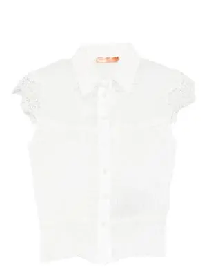 ERMANO SCERVINO Ermanno Scervino Lace-trimmed Cotton Blend Blouse - White