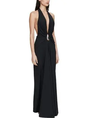 Christopher Esber Pendant Detail Halterneck Floor-length Dress - Black