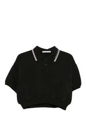 Alexander Wang Cotton Polo Top With Logo Detail - Black