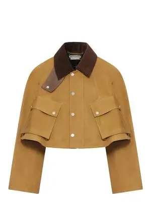 JW Anderson Cropped Jacket With Contrast Collar - Cream