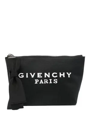 Givenchy Logo Lettering Bow Detail Clutch Bag - Black