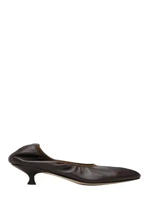 AeydĒ Hermia Low Heels With Pointed Toe And Elasticated Collar - Mocha