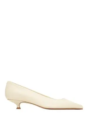 AeydĒ Cari Pointed Toe Kitten Heel Pumps - Cream