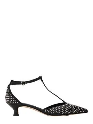 AeydĒ Liz Mini Studded Leather High Heels - Black