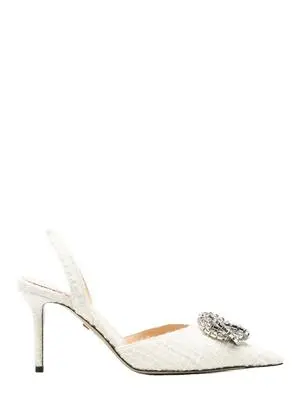 Mach & Mach Slingback Pumps With Embellished Detail - Cream