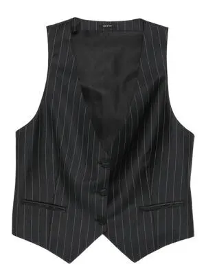 TOM FORD V-neck Pinstripe Wool And Mohair Vest - Black