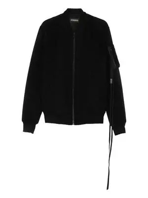 ANN DEMEULEMEESTER Felted Bomber Jacket With Ribbon Detail - Black