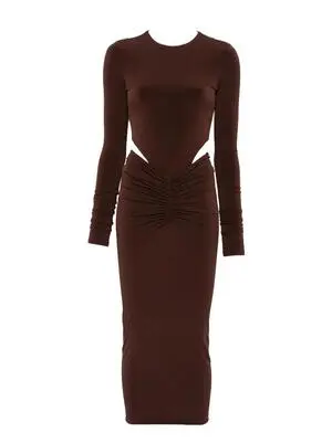 Andamane The Attico Ruched Detailing Cut-out Dress - Brown