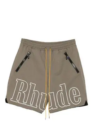 Rhude Logo Print Track Shorts - Green