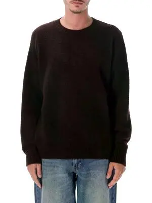 ROBERTO COLLINA Bouclé-knit Crew Neck Sweater - Brown