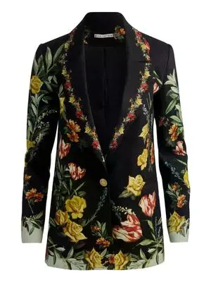ALICE + OLIVIA Floral-Print Notched Lapel Blazer