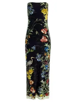 ALICE + OLIVIA Alice + Olivia Delora Strapless Floral Midi Dress