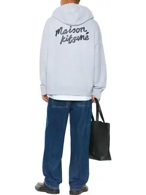 Maison Kitsuné Logo Print Hoodie - Grey
