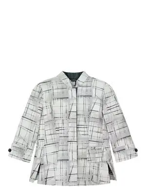 Emporio Armani Check Print Mandarin Collar Shirt - White