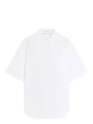 Another Tomorrow Cotton Classic Collar Short Sleeve Shirt - White