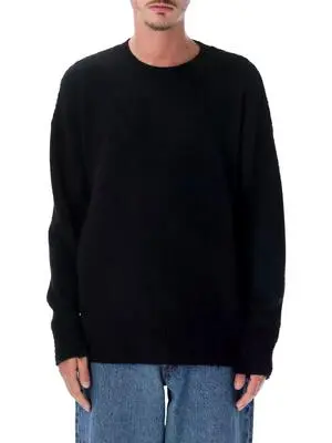 ROBERTO COLLINA Bouclé Crew Neck Sweater - Black