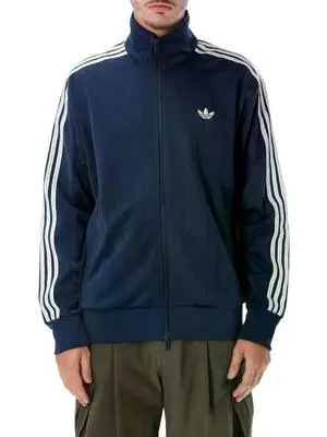 Adidas Firebird Zip-up Bomber Jacket With Three-stripe Detail - Blue